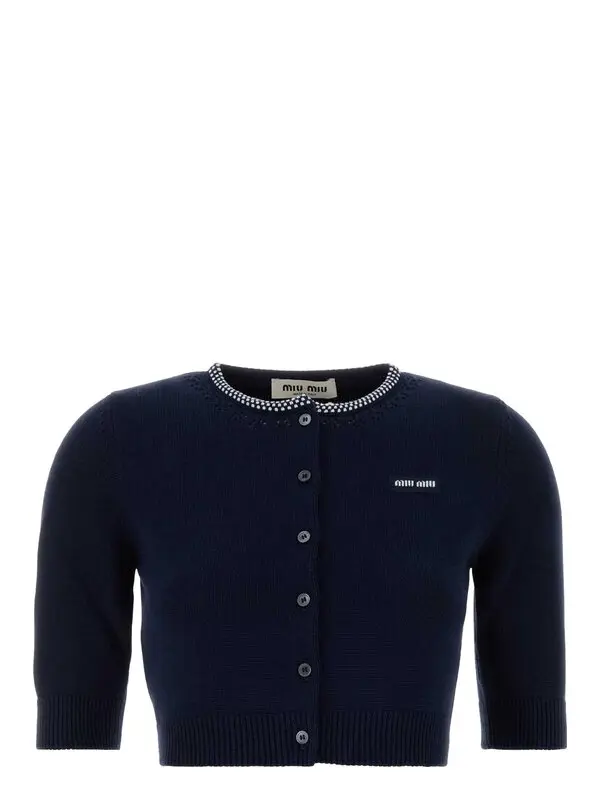 Miu Miu Navy Cotton Cardigan - Blue