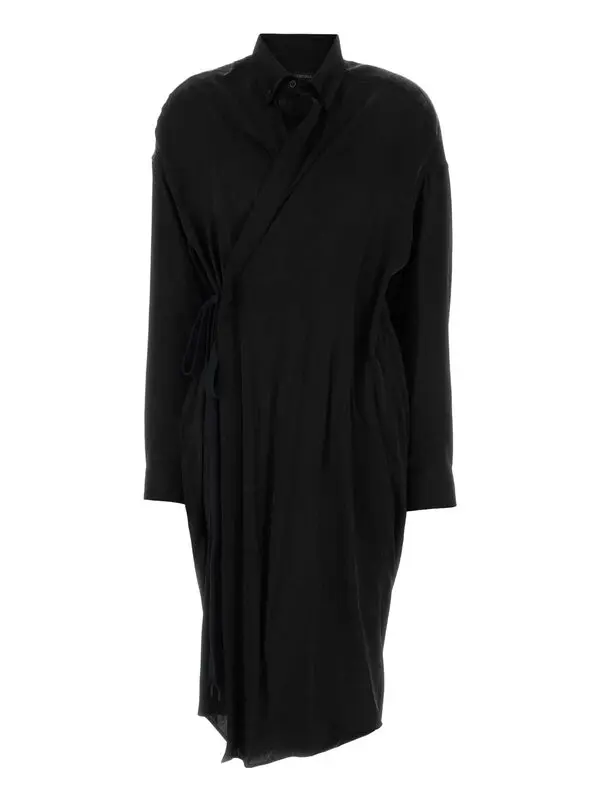 Balenciaga Satin Shirt Dress - Black