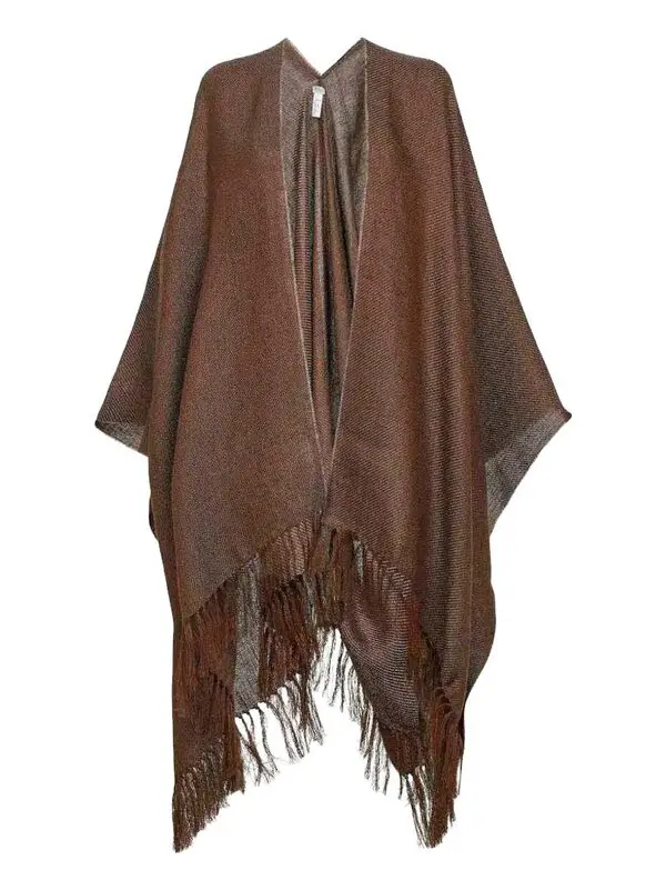 Brunello Cucinelli Fringed Poncho - Brown