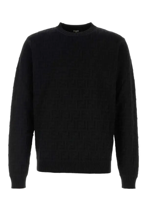 Fendi Ff Patterned Cotton Sweater - Black