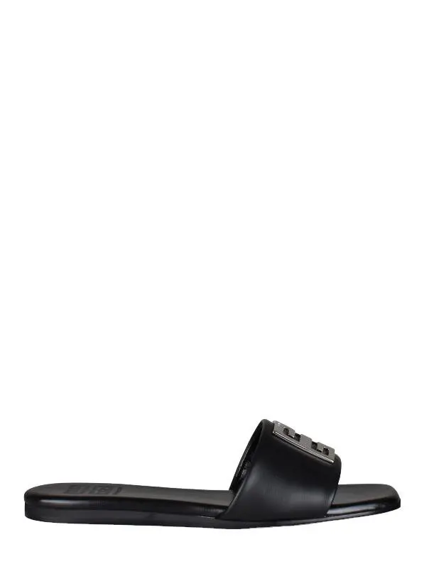 Givenchy Leather 4g Plate Flat Sandals - Black