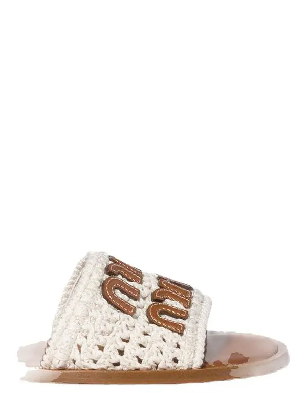 Miu Miu Crochet And Leather Slides - Multicolor