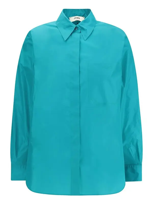 Fendi Silk Taffeta Oversized Shirt - Blue