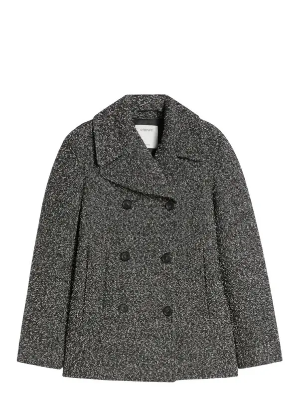 Sportmax Double-breasted Textured Wool Blend Jacket - Black