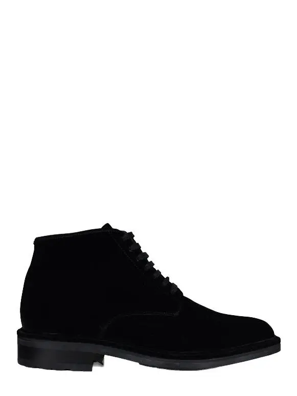 Saint Laurent Velvet Lace-up Boots - Black