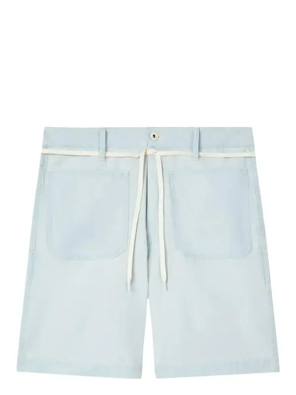 Kenzo Straight Shorts In Stone Bleach Chambray - Blue