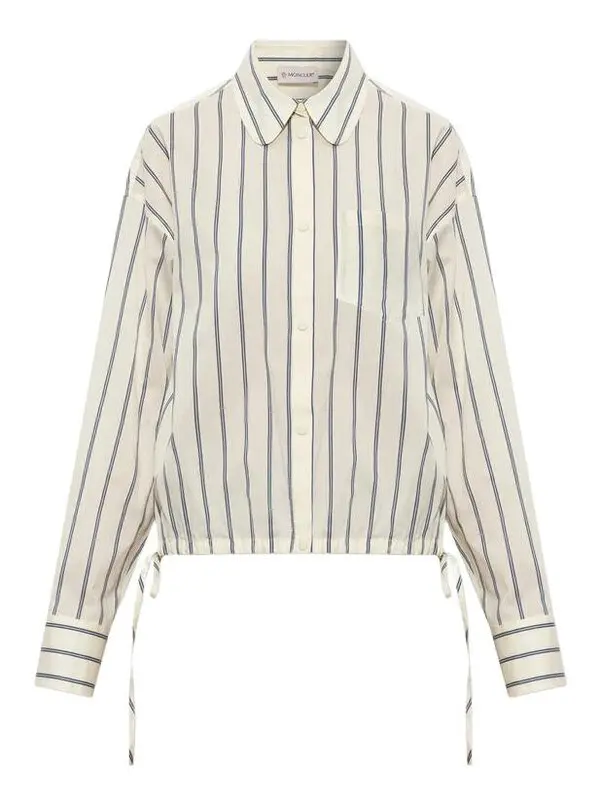 Moncler Striped Silk Cotton Shirt - Cream