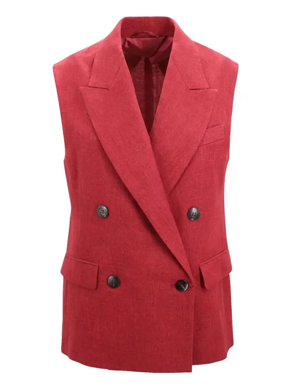 Max Mara Double Breasted Waistcoat - Brown