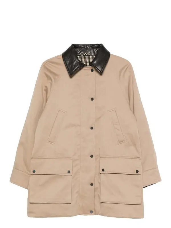 Brunello Cucinelli Oversized Houndstooth-pattern Collar Coat - Cream