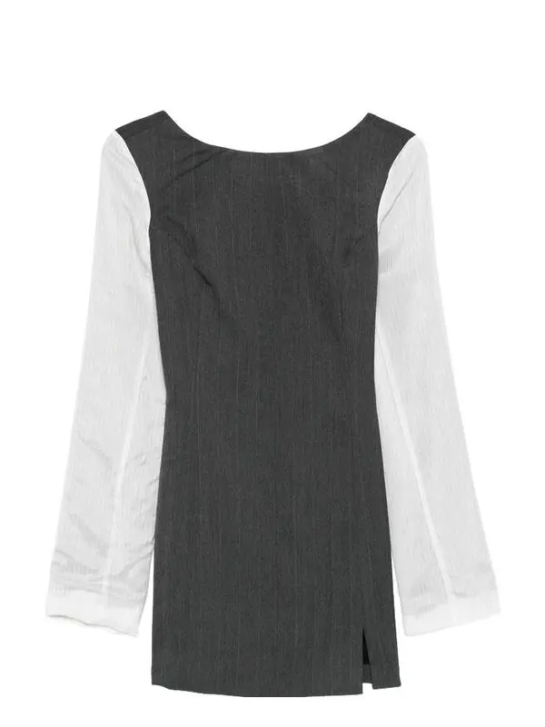 Our Legacy Pinstripe Long Sleeve Mini Dress - Gray