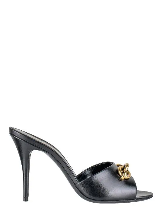 Saint Laurent Le Maillon Mules With Chain Detail - Black