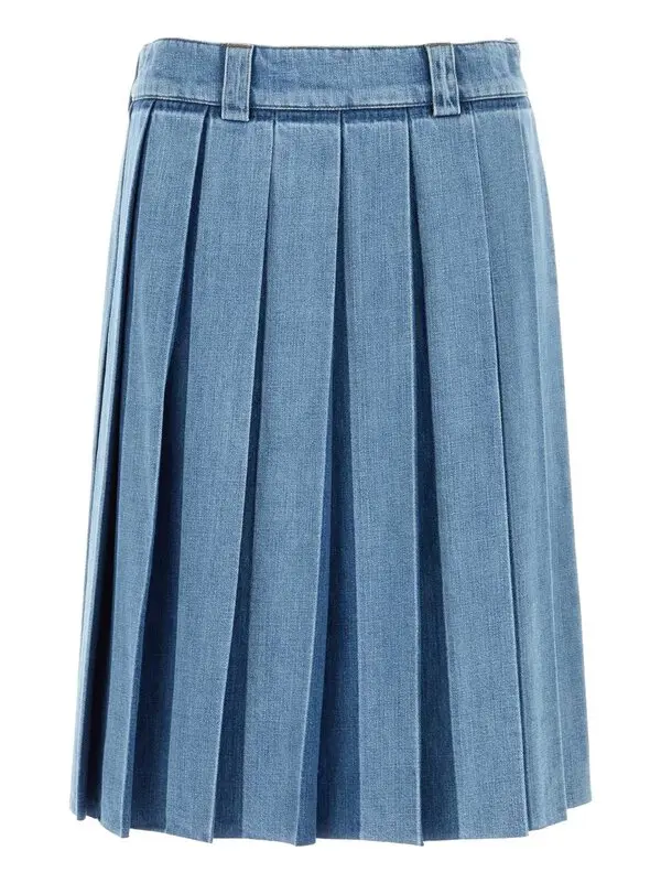 Miu Miu Denim Pleated Skirt - Blue