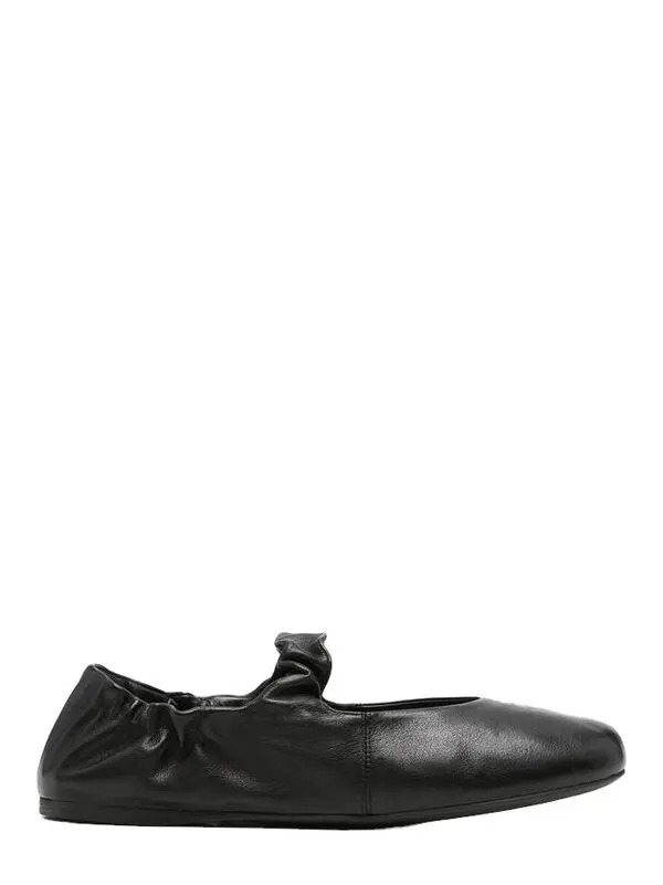 Miu Miu Leather Ballerina Flats With Ruched Detail - Black