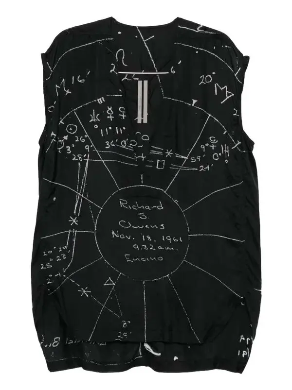 Rick Owens Graphic Print Top - Black