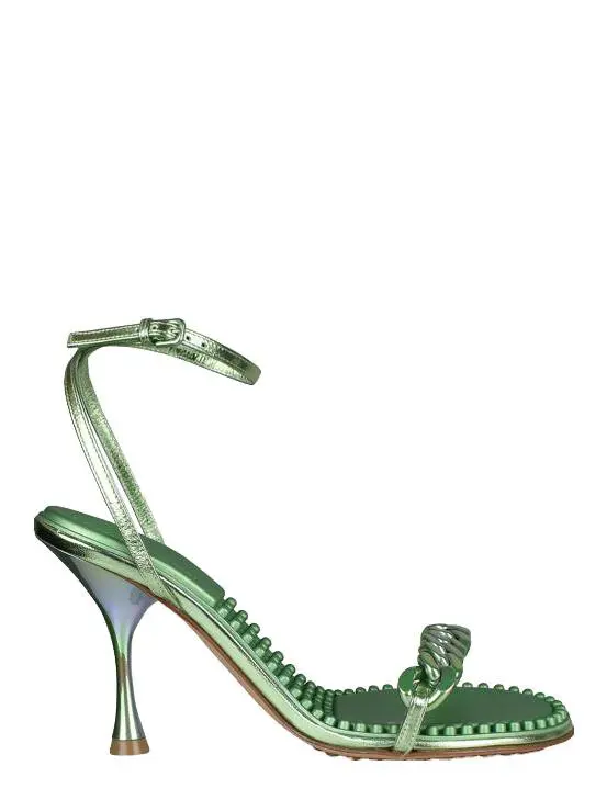 Bottega Veneta Metallic Chain Detail Sandals - Green