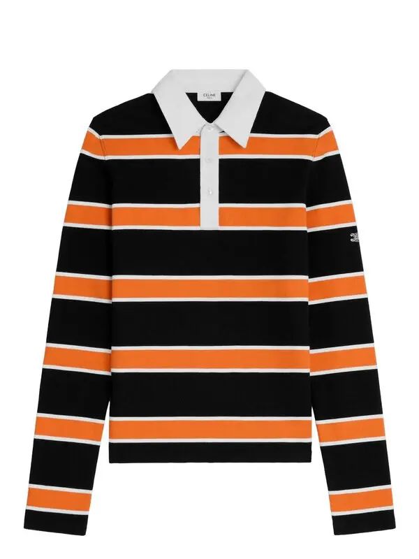 Celine Cotton Polo Shirt With Striped Pattern - Multicolor