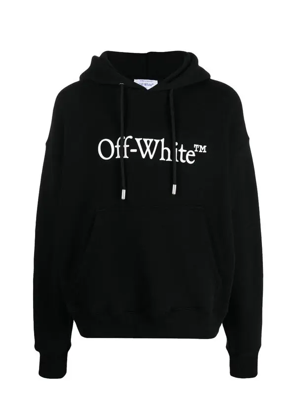 Off-White Organic Cotton Logo Print Hoodie - Black
