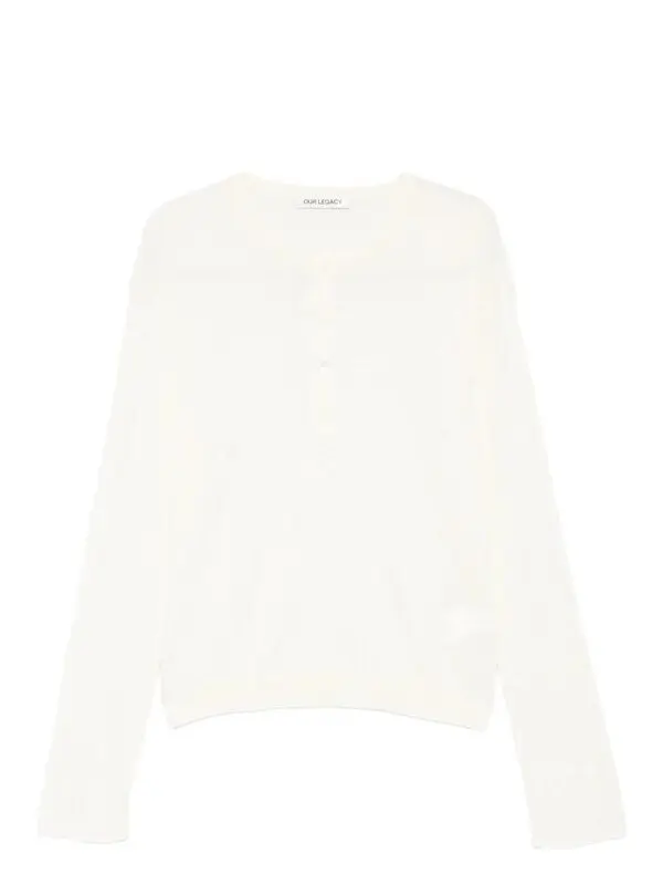 Our Legacy Ivory Ribbed Knit Long Sleeve T-shirt - Cream