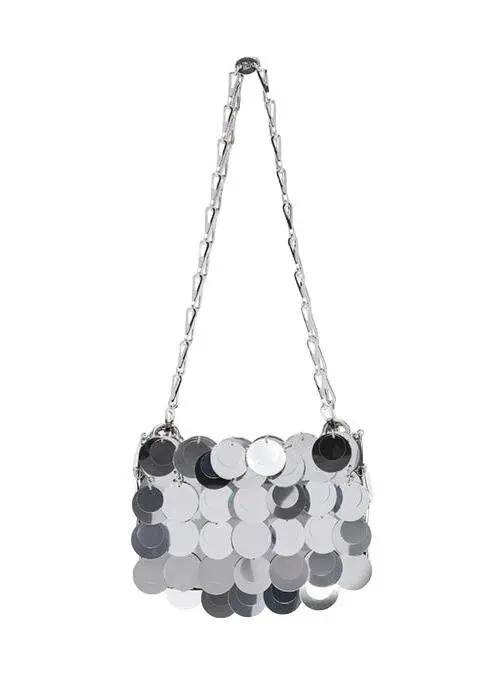 Rabanne Sparkle Disc Nano 1969 Shoulder Bag - Silver
