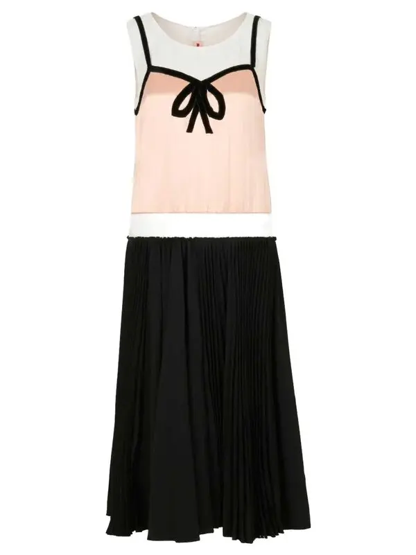 Marni Pleated Midi Dress With Bow Detail - Multicolor