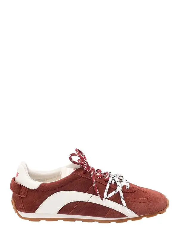 Dsquared2 Burgundy Suede Lace-up Sneakers - Red