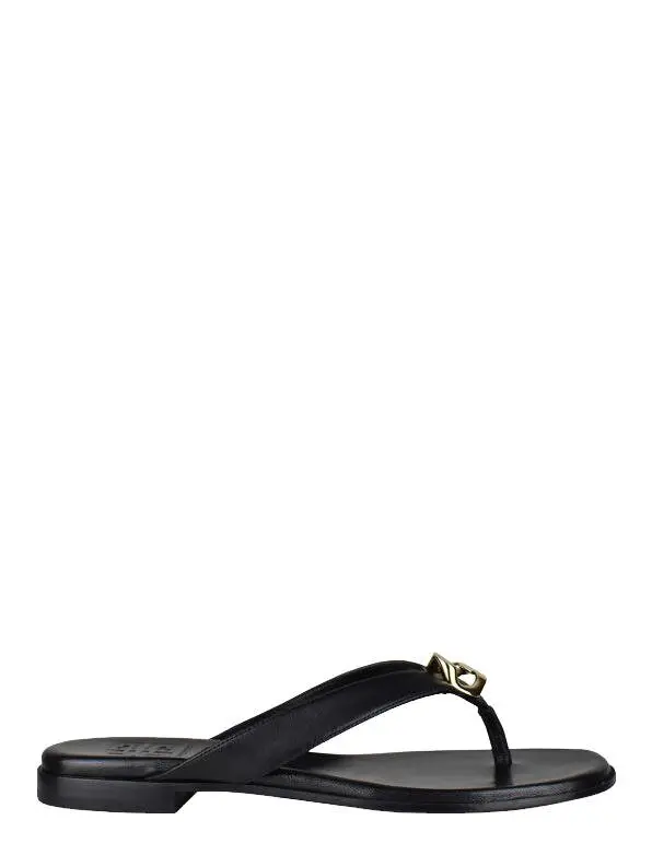 Givenchy Leather Sandals With Gold-tone Metal Detail - Black