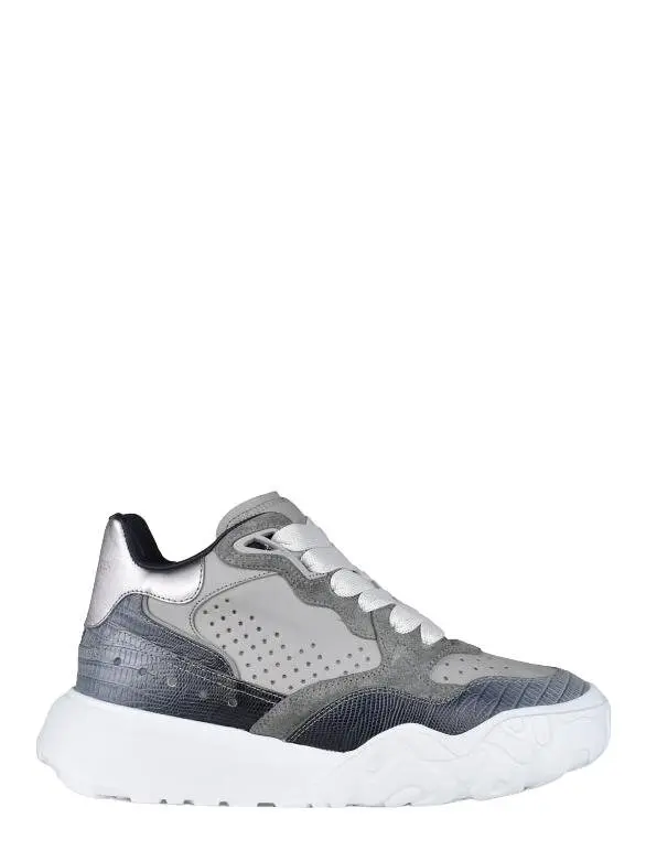 Alexander McQueen Court Trainers With Snakeskin-effect Details - Gray