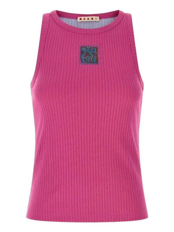 Marni Ribbed Tank Top With Applique - Multicolor