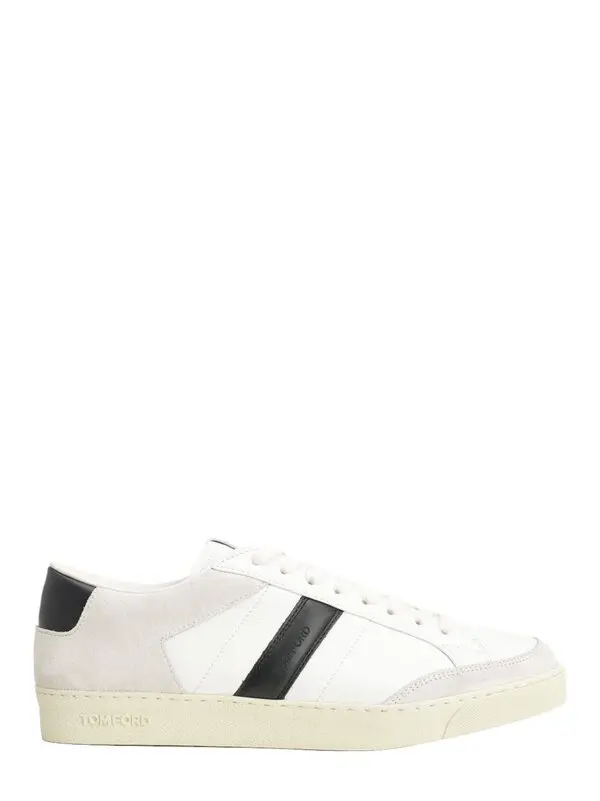 TOM FORD Blake Leather Sneakers With Suede Trim - White