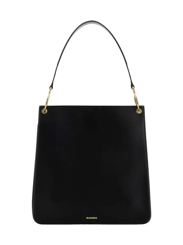 JIL SANDER Leather Otto Shoulder Bag - Black