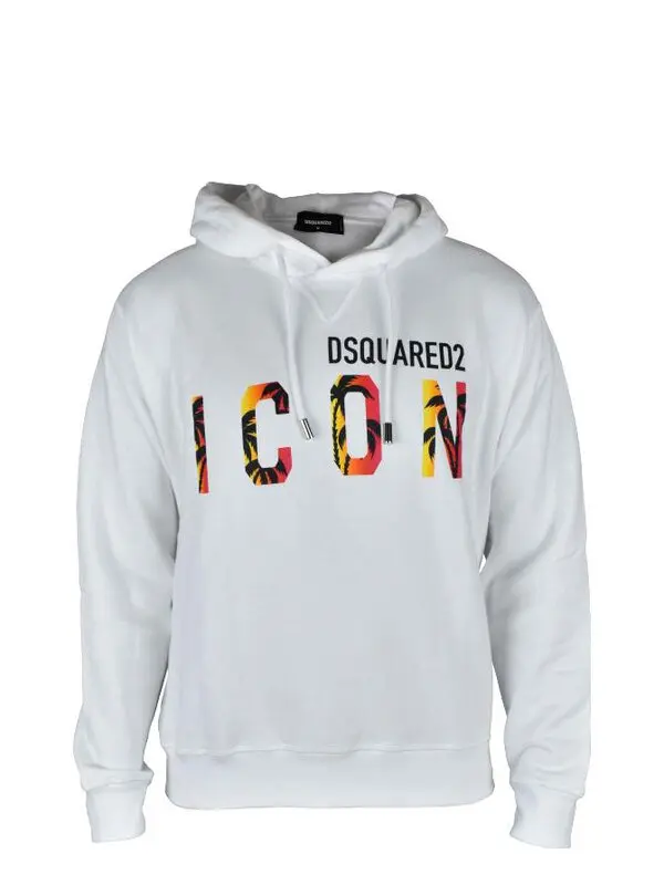 Dsquared2 Cotton Logo Print Hooded Sweatshirt - White