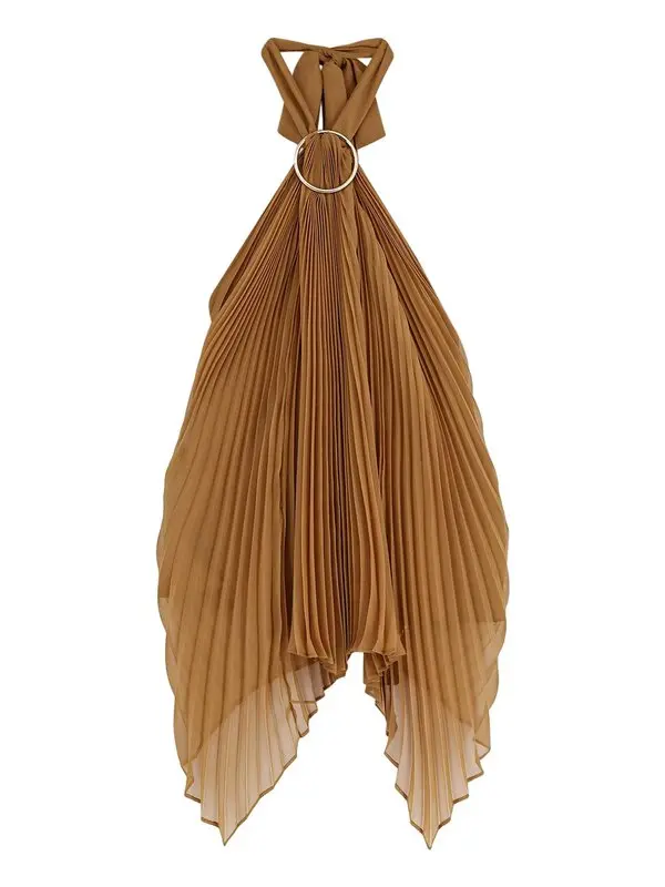 Max Mara Pleated Halter Top With Metal Ring Detail - Multicolor