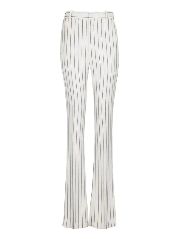 Balmain Pinstripe Flared Trousers - White
