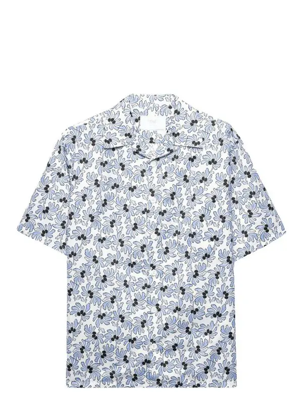 Prada Freesia-print Cotton Blend Bowling Shirt - Blue