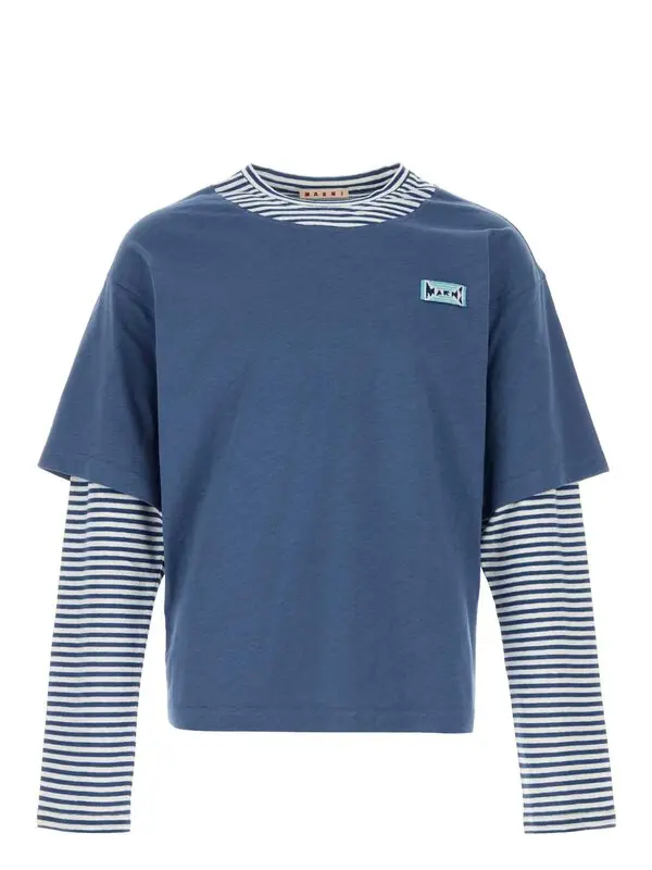 Marni Air Force Linen Bend T-shirt - Blue