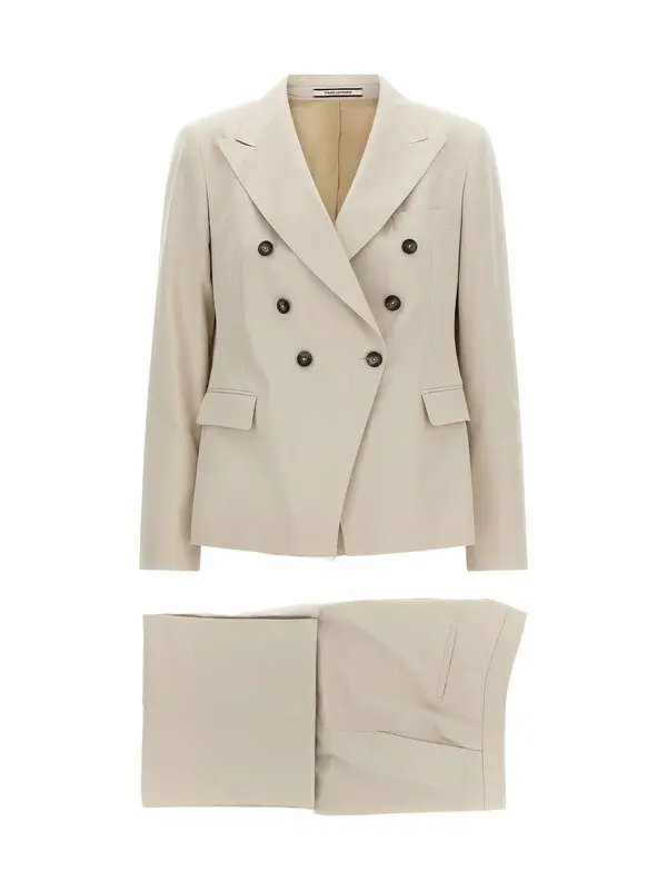 Tagliatore Alicya Double-breasted Blazer And Wide-leg Pants Set - Cream