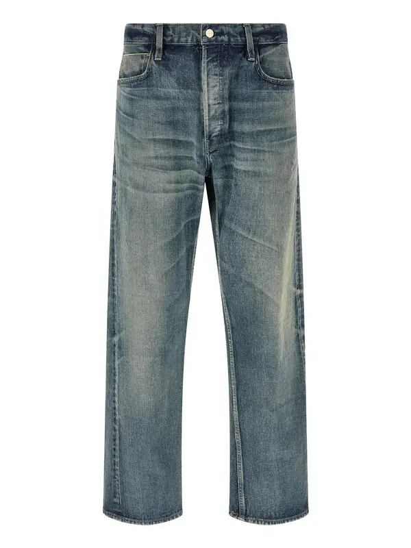 Fear Of God Stone Washed Straight Leg Jeans - Blue