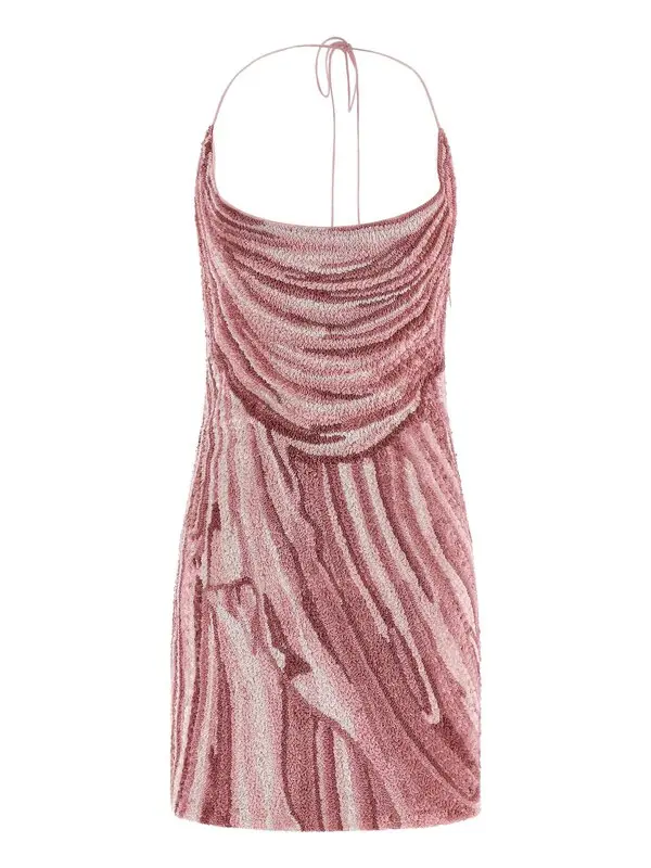 Balmain Sequin Embellished Halter Neck Mini Dress - Pink