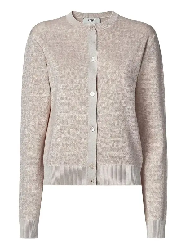 Fendi Slim Fit Ff Wool Cardigan - Multicolor
