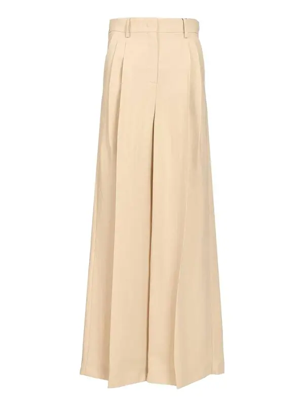 Max Mara Veliero Pleated Linen Viscose Trousers - Cream