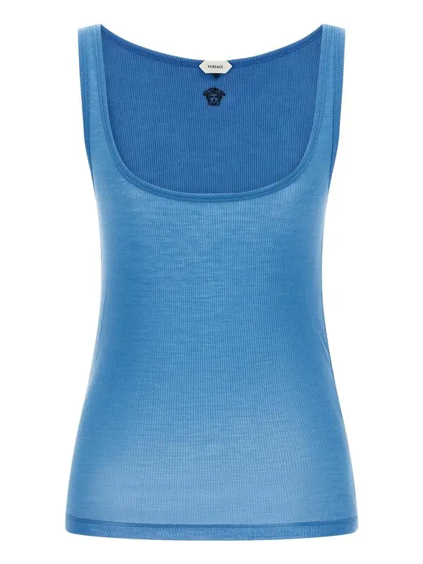 Versace Medusa Ribbed Tank Top - Blue