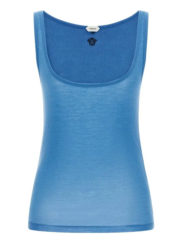 Versace Medusa Ribbed Tank Top - Blue