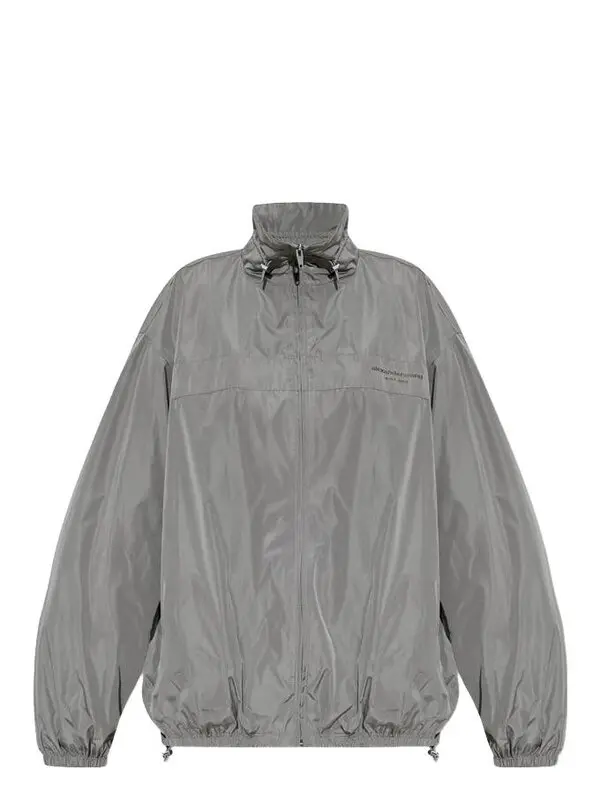 Alexander Wang Oversized Zip-up Jacket With High Neck - Gray