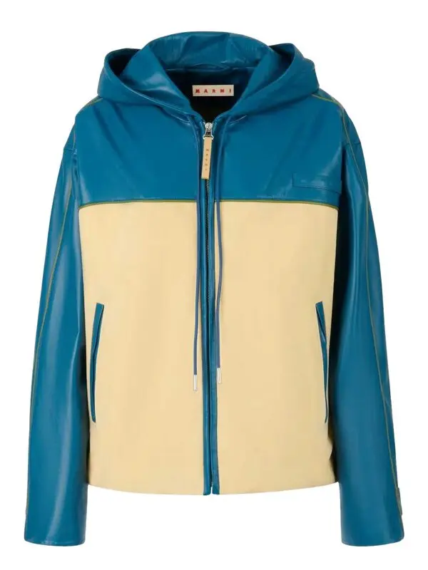 Marni Hooded Leather Jacket - Multicolor