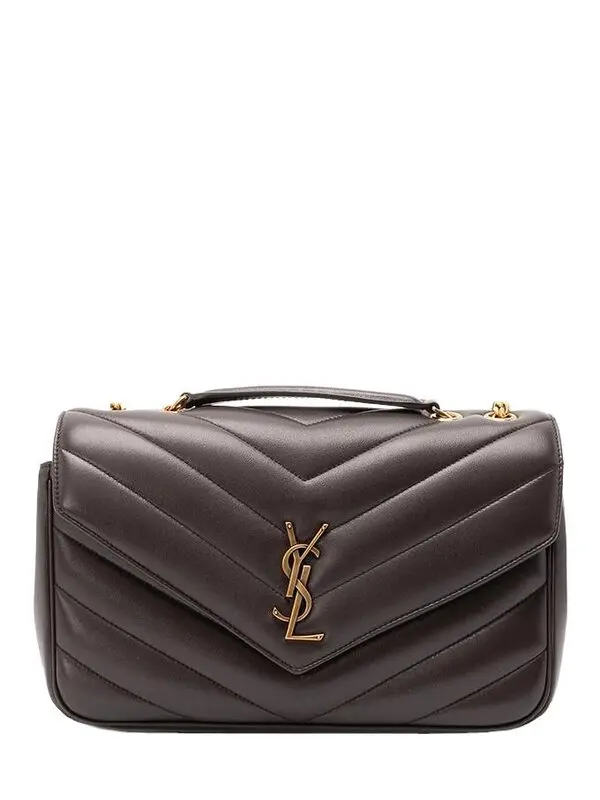 Saint Laurent Chevron Quilted Lambskin Shoulder Bag - Black