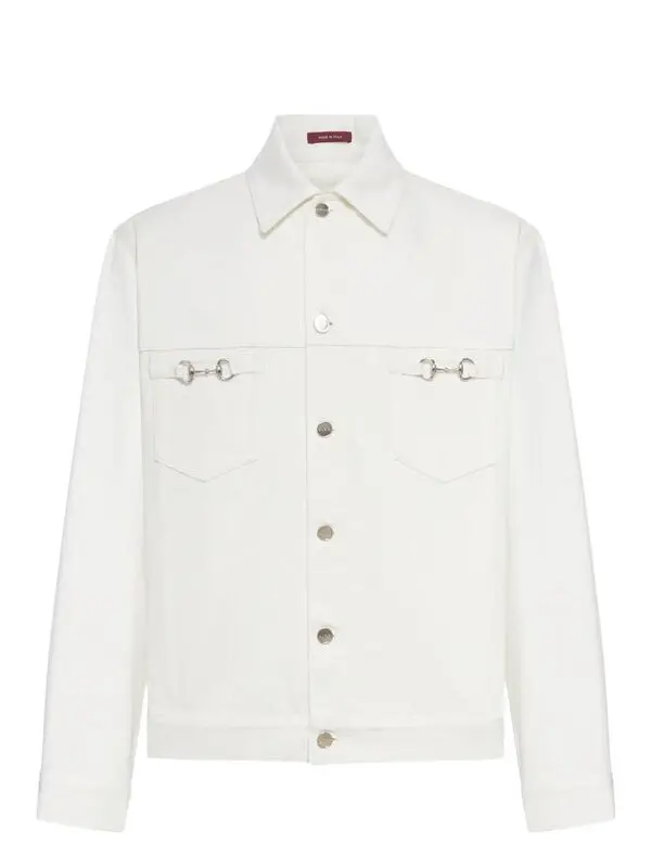 Gucci Denim Jacket With Horsebit Detail - White