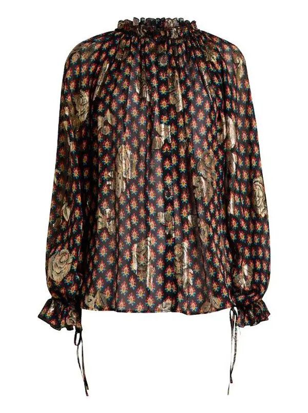 Etro And Multicolour Print Silk Blouse - Black