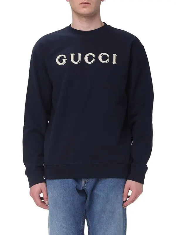 Gucci Crewneck Sweatshirt With Logo - Blue