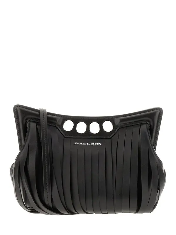 Alexander McQueen Black Leather Fringe Crossbody Bag - Multicolor