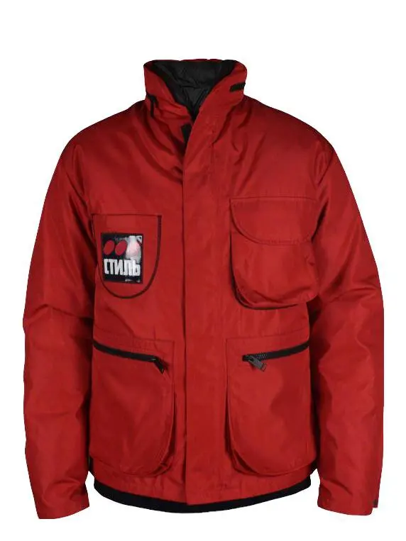 Heron Preston Hooded Down Jacket With Graphic Print - Red